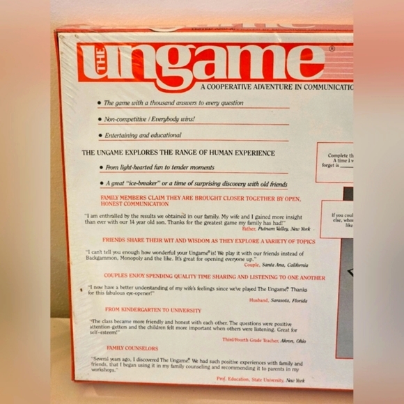 Games | Vintage 1989 The Ungame Christian Version Self Expression Board ...